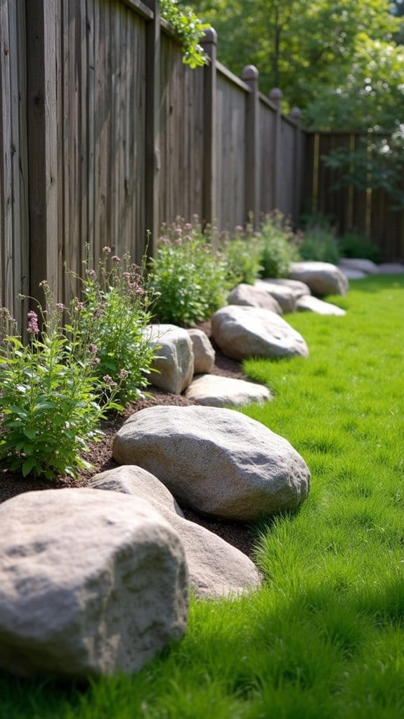 21 Stylish Rock Landscaping Along Fence Ideas to Define Boundaries