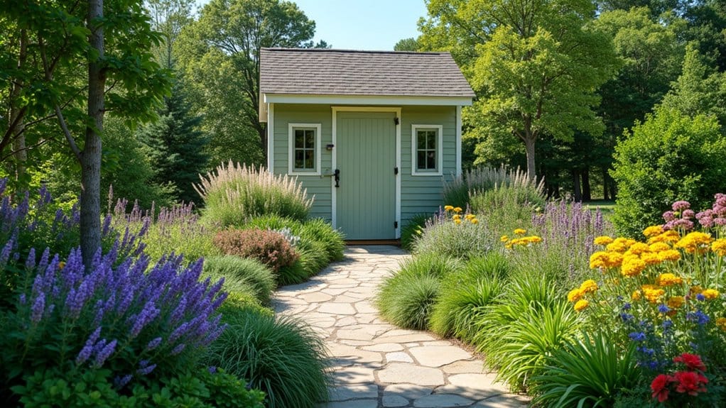 23 Functional Landscaping Around a Shed With Flower Beds for a Balanced ...