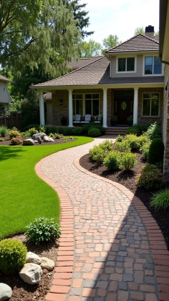 25 Elegant Front Yard Landscaping Ideas With Pavers That Frame Your ...