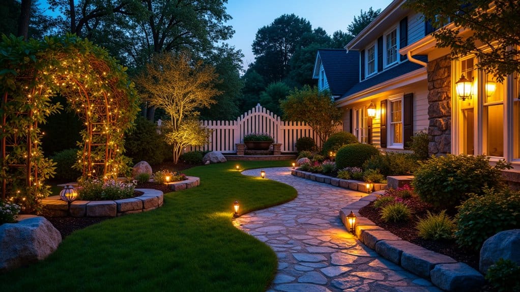 23 Magical Front Yard Landscaping Ideas With Lights That Glow at Night