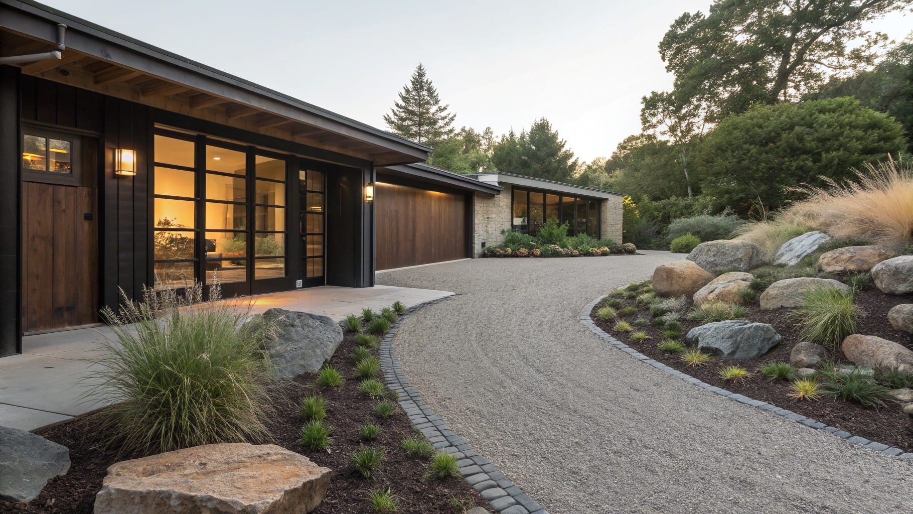 22 Elegant Rock Landscaping Driveways and Entrances That Stand Out